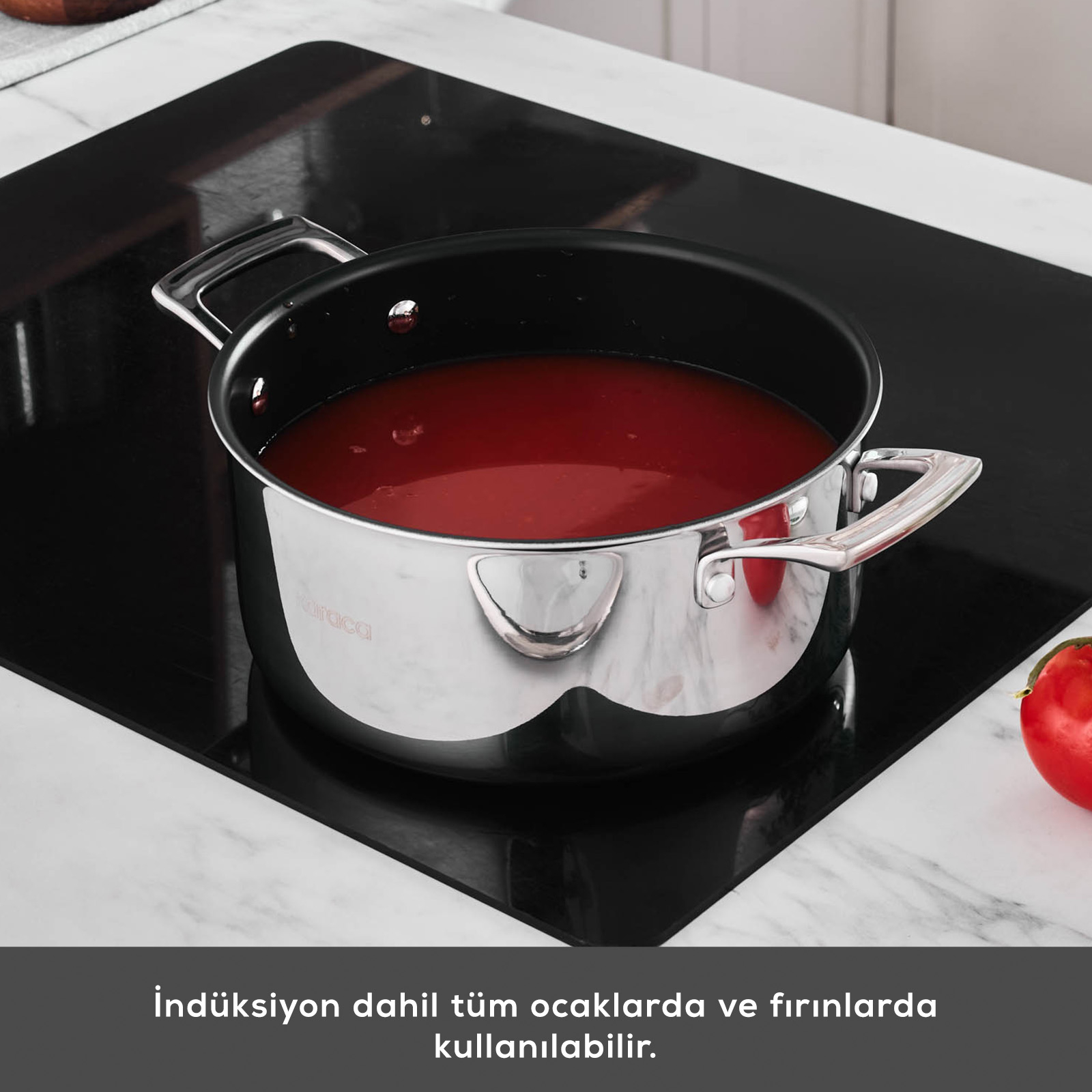 Karaca Plasma Steel 3Ply İndüksiyon Tabanlı Çelik Tencere 24 Cm Karaca