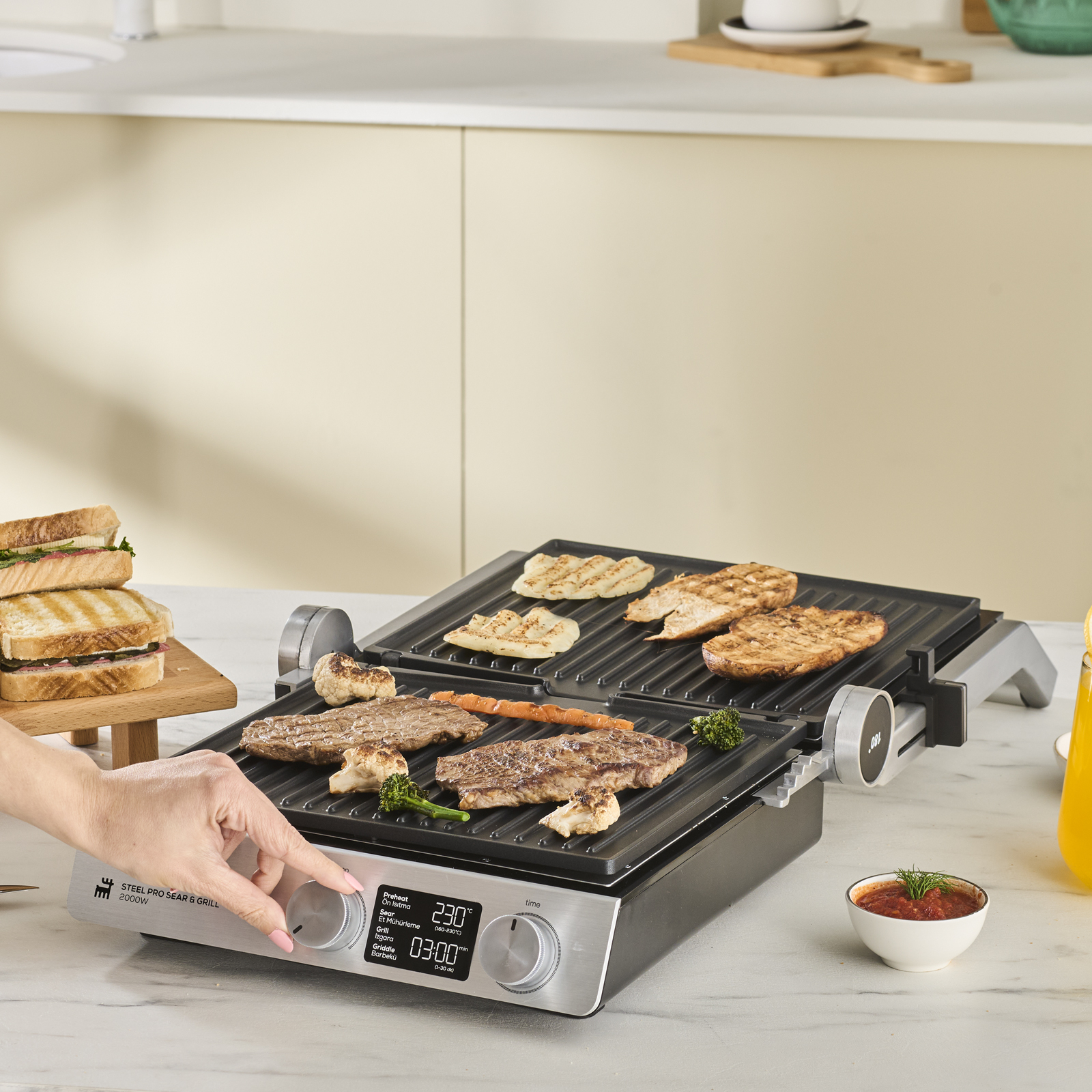 Digital LED Display Grill Karaca Compact Steel Sear & Grill Inox 2008 ...