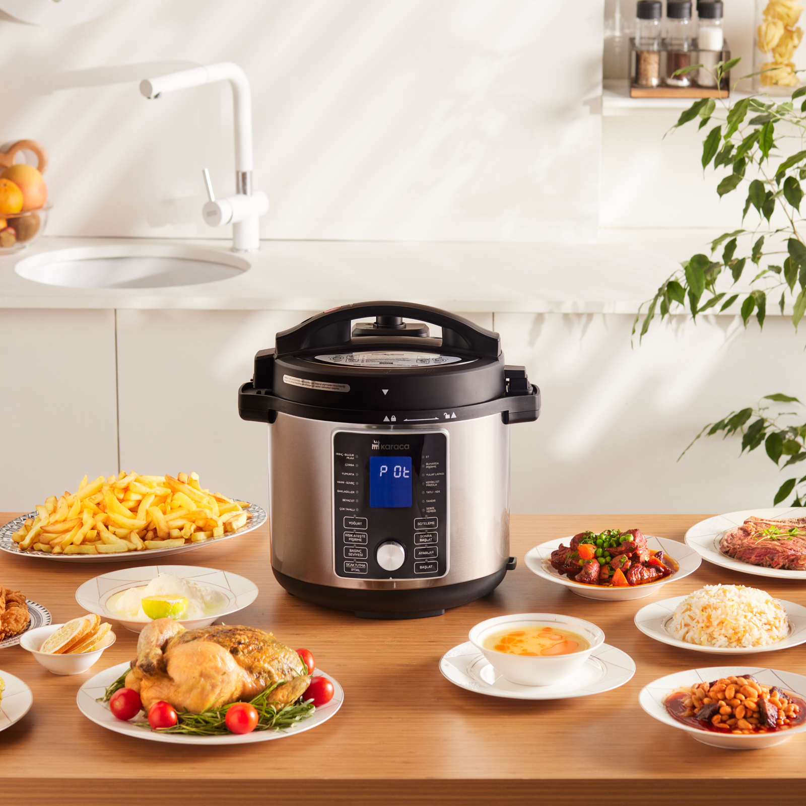 Karaca Cooker 2 in 1 6L Çok Amaçlı Basınçlı Pişirici Akıllı Elektrikli ...