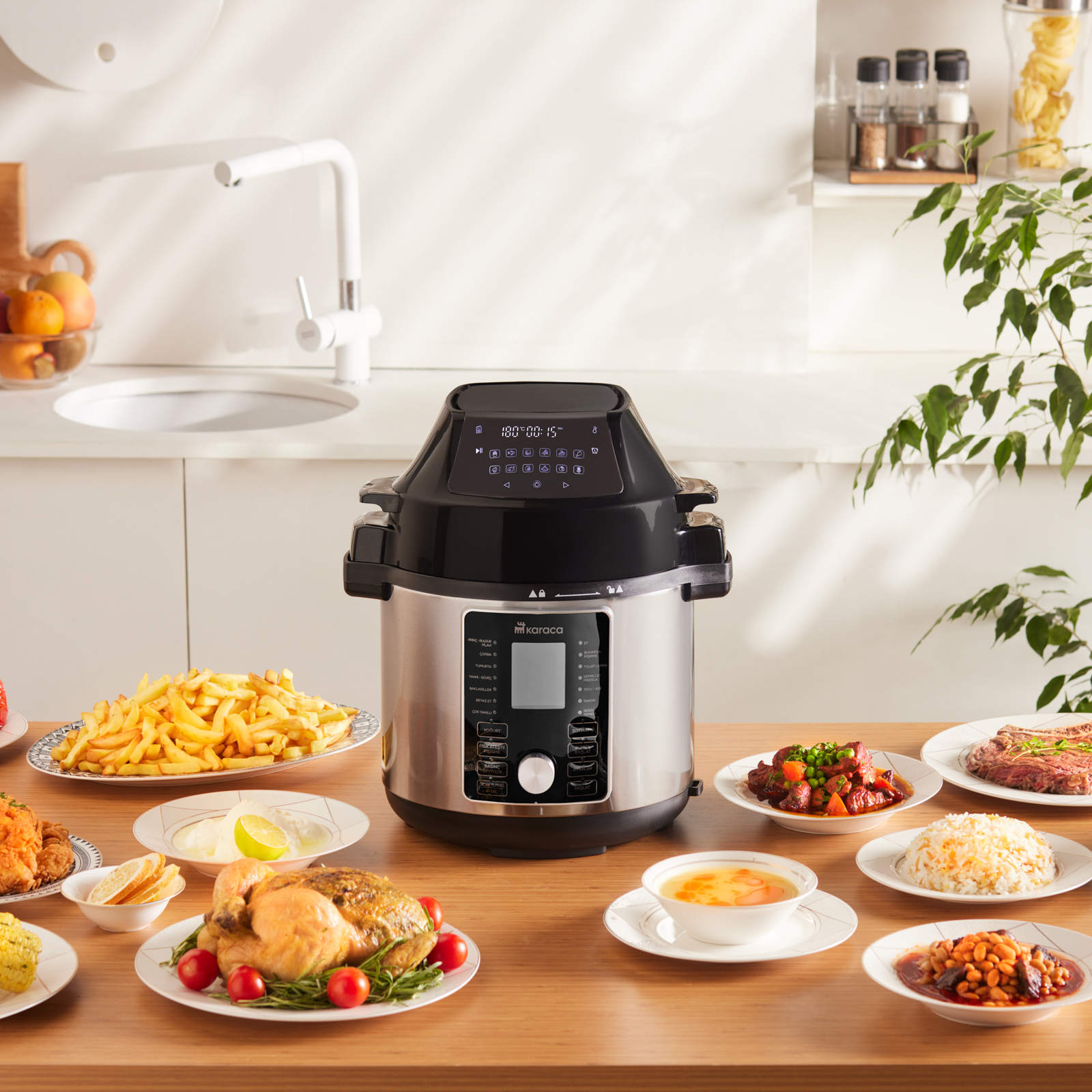 Karaca Cooker 2 in 1 6L Çok Amaçlı Basınçlı Pişirici Akıllı Elektrikli ...