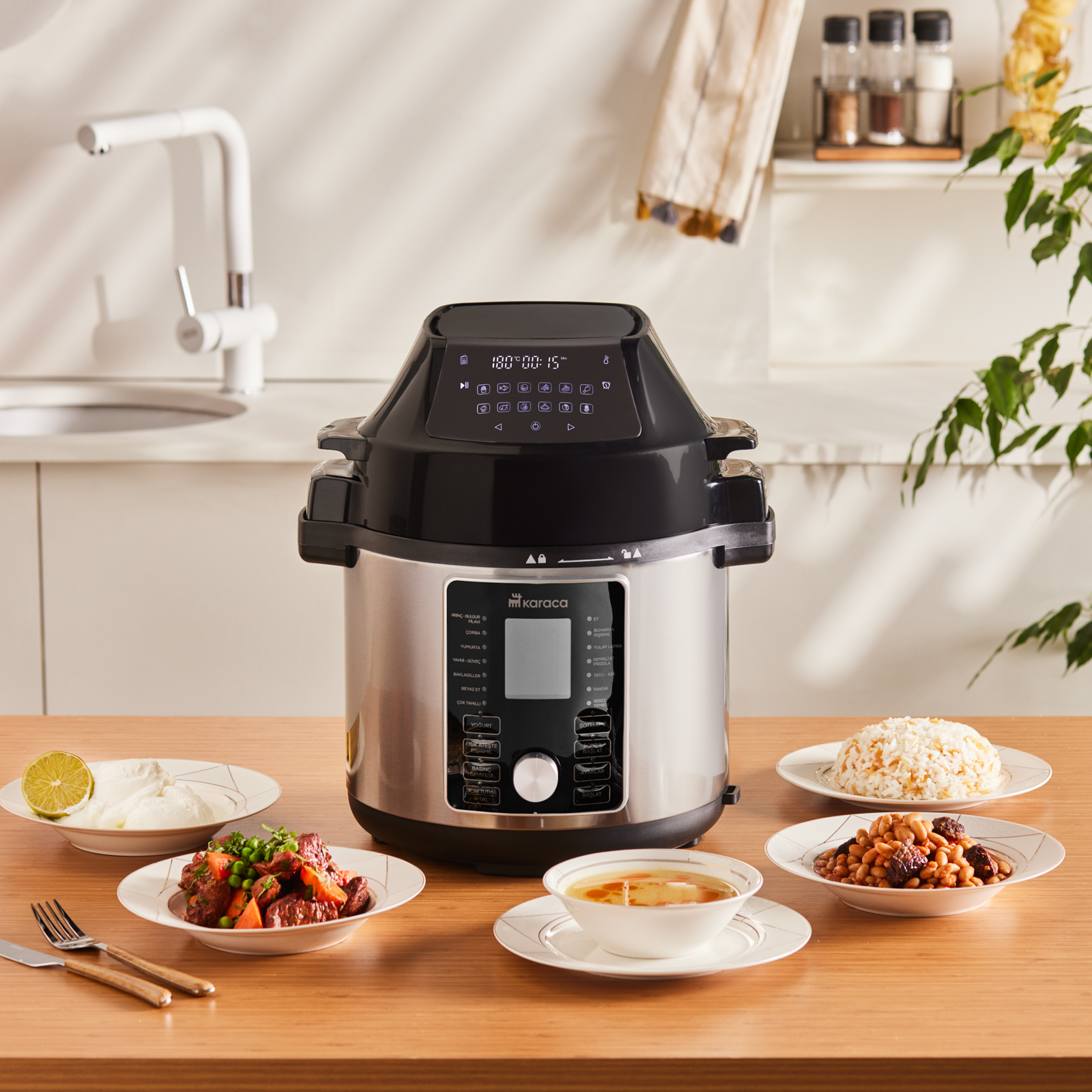 Karaca Cooker 2 in 1 6L Çok Amaçlı Basınçlı Pişirici Akıllı Elektrikli ...