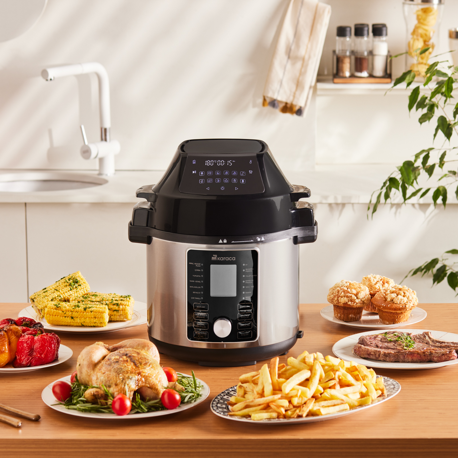 Karaca Cooker 2 in 1 6L Çok Amaçlı Basınçlı Pişirici Akıllı Elektrikli ...