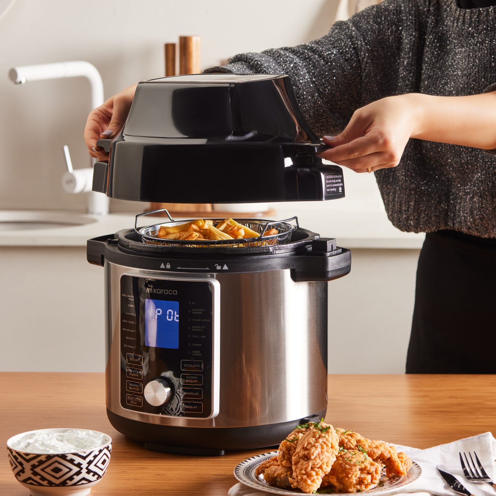 Karaca Cooker 2 in 1 6L Çok Amaçlı Basınçlı Pişirici Akıllı Elektrikli ...