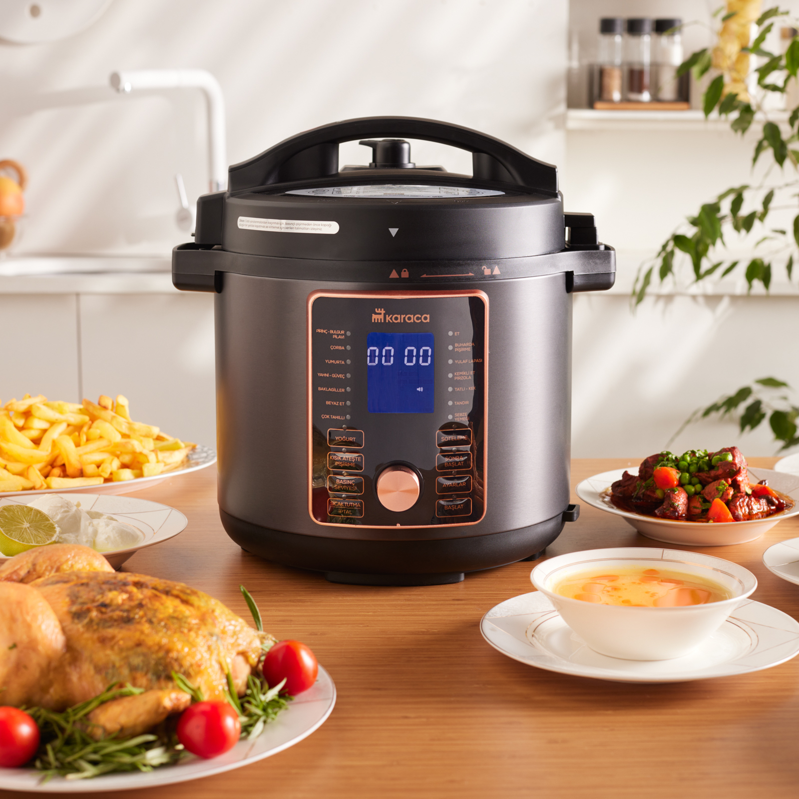 Karaca Cooker 2 in 1 6L Çok Amaçlı Basınçlı Pişirici Akıllı Elektrikli ...