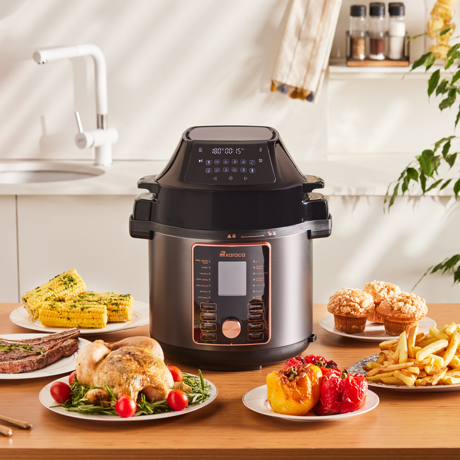 Karaca Cooker 2 in 1 6L Çok Amaçlı Basınçlı Pişirici Akıllı Elektrikli ...