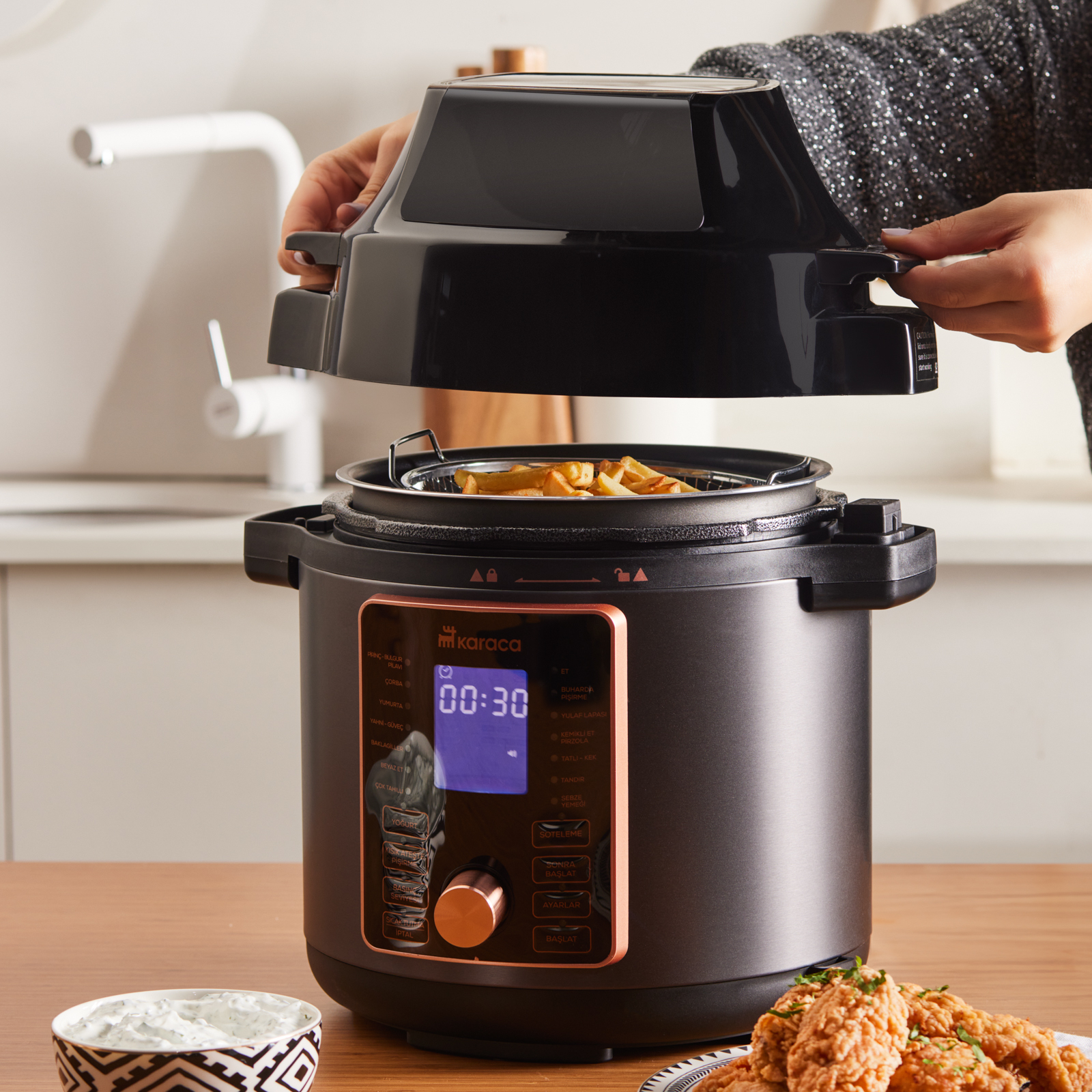 Karaca Cooker 2 in 1 6L Çok Amaçlı Basınçlı Pişirici Akıllı Elektrikli ...