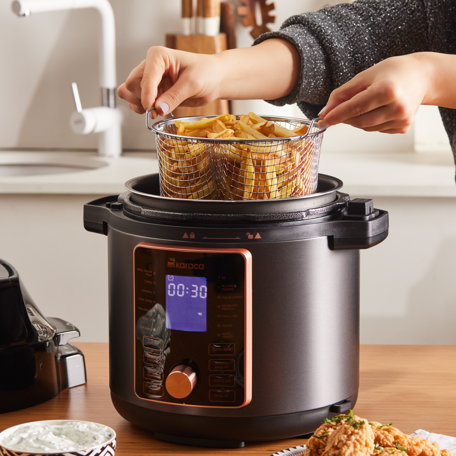 Karaca Cooker 2 in 1 6L Çok Amaçlı Basınçlı Pişirici Akıllı Elektrikli ...