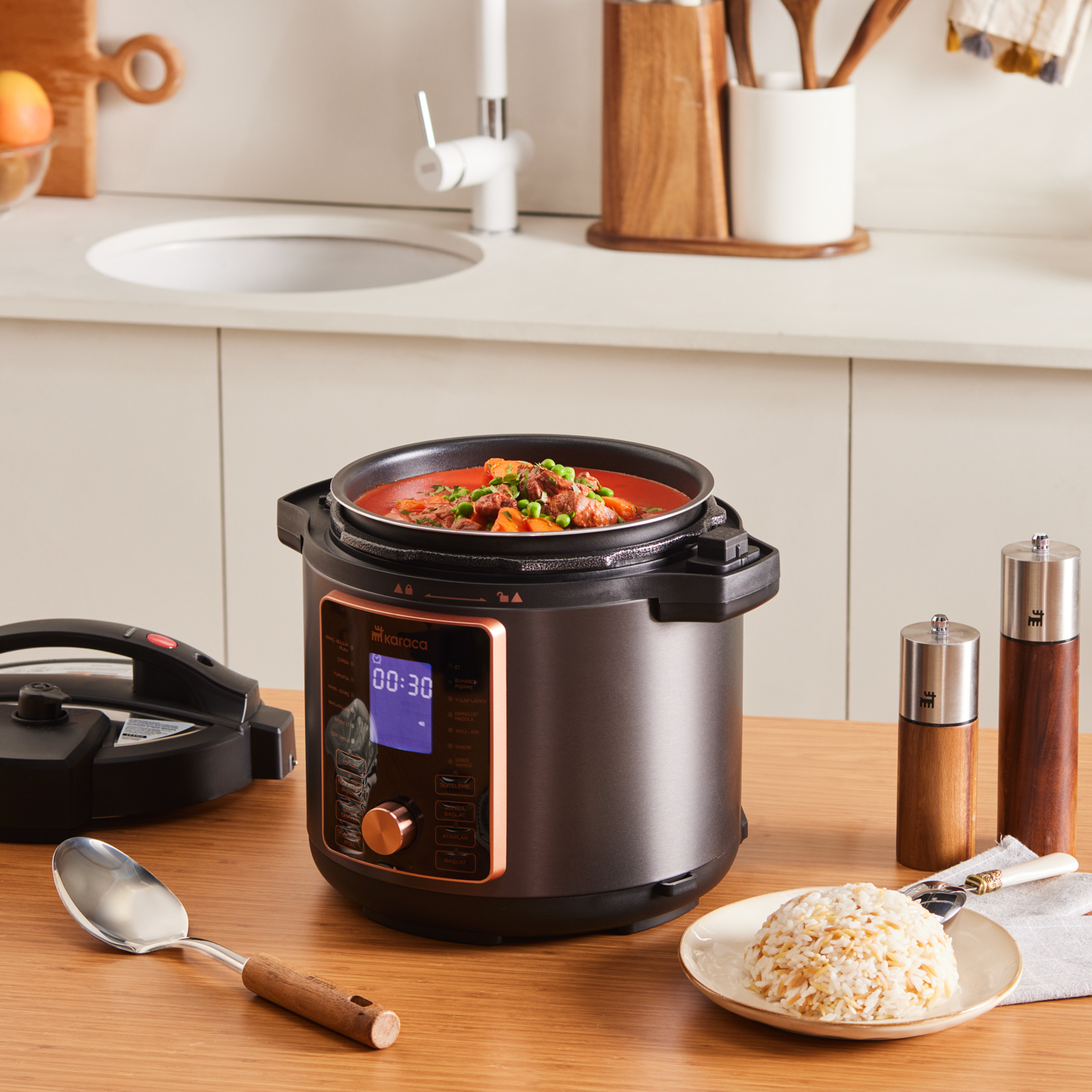 Karaca Cooker 2 in 1 6L Çok Amaçlı Basınçlı Pişirici Akıllı Elektrikli ...