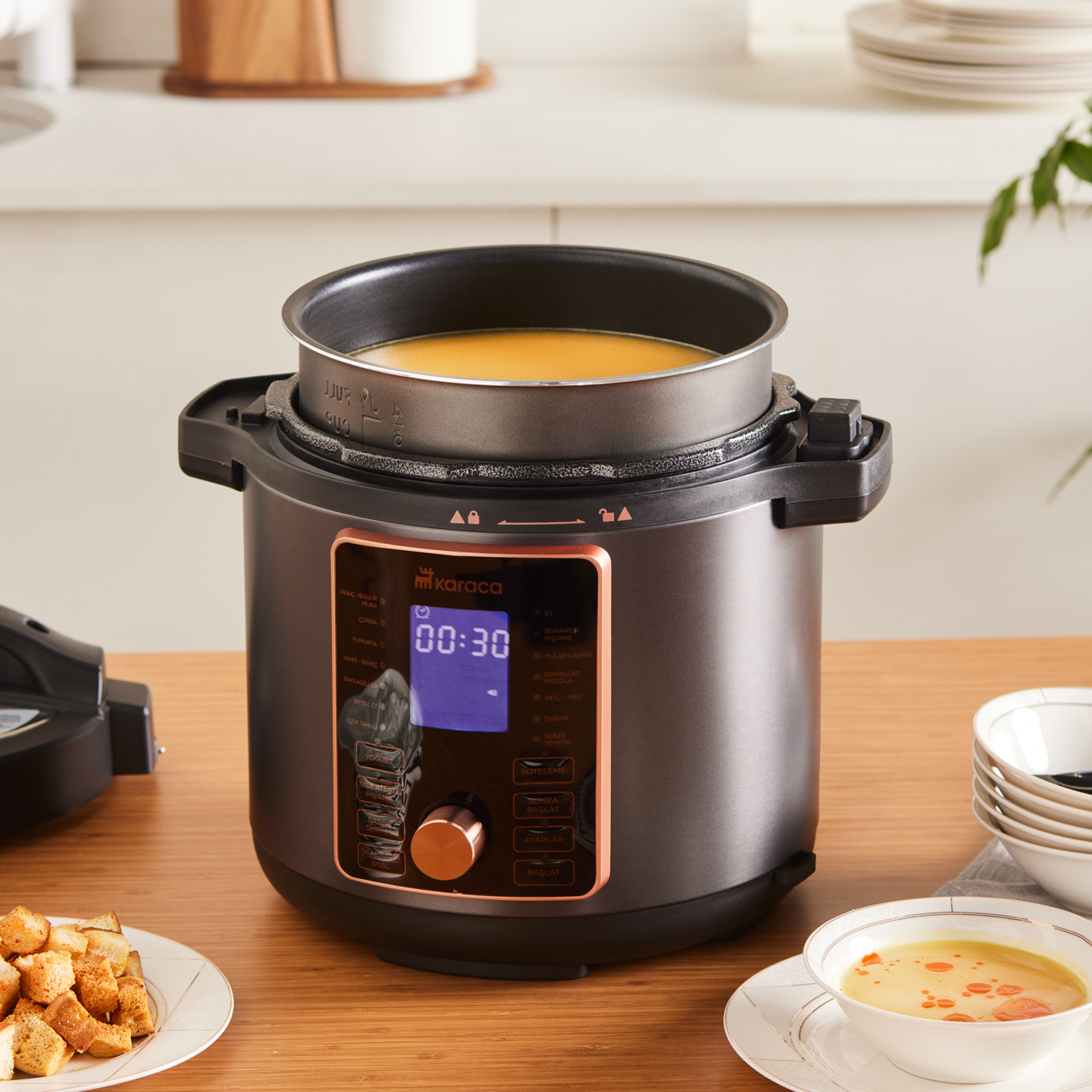 Karaca Cooker 2 in 1 6L Çok Amaçlı Basınçlı Pişirici Akıllı Elektrikli ...