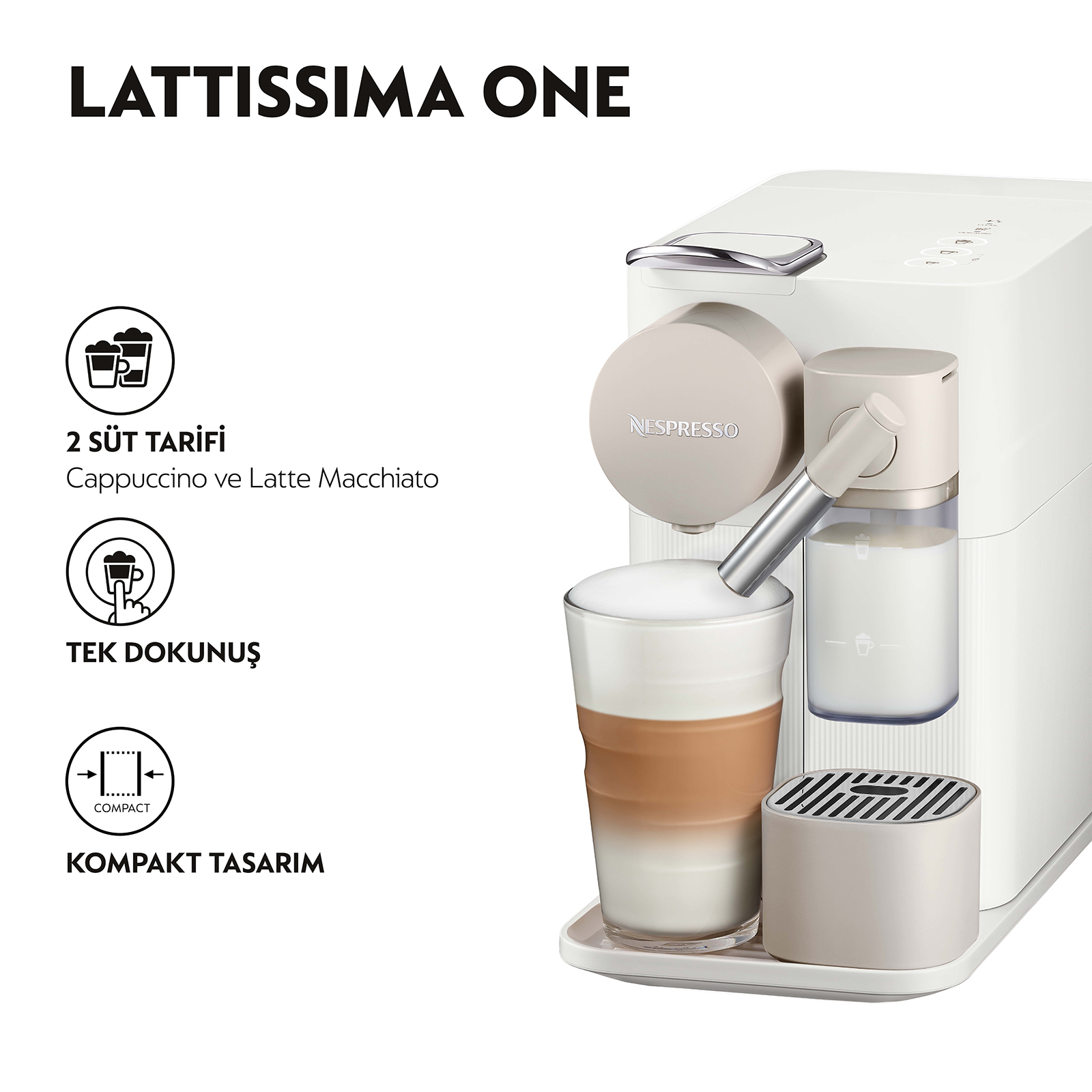 Nespresso F121 Latissima One Kahve Makinesi Beyaz Karaca
