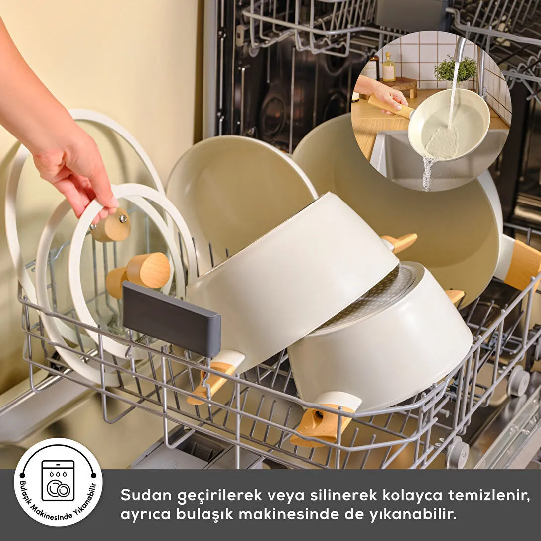 Karaca x Refika Swiss Crystal Almond Cream 7 Parça Tencere Seti | Karaca