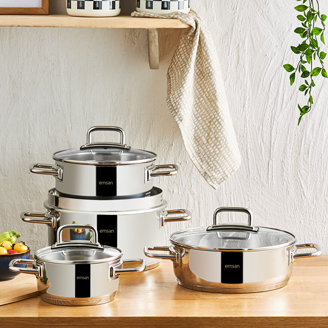 Emsan Chester 8 Parça Çelik Tencere Seti Cookplus