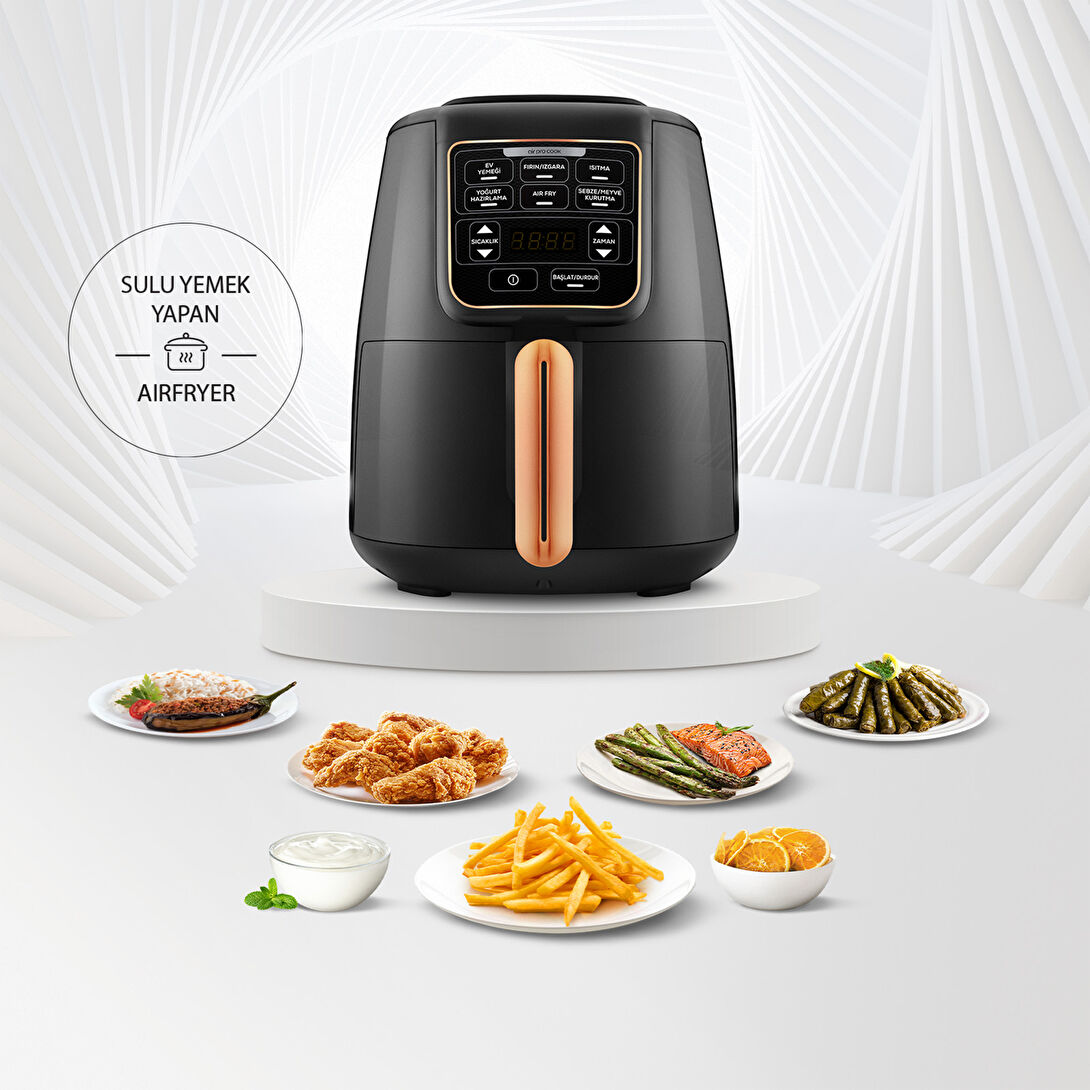 Karaca Air Pro Cook XL 2 in 1 Konuşan Airfryer Black Copper Karaca