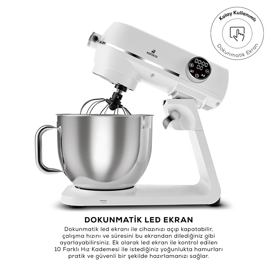 Karaca Multichef Artisan Digital Ekran 7 Litre Döküm Stand Mikser Pearl ...
