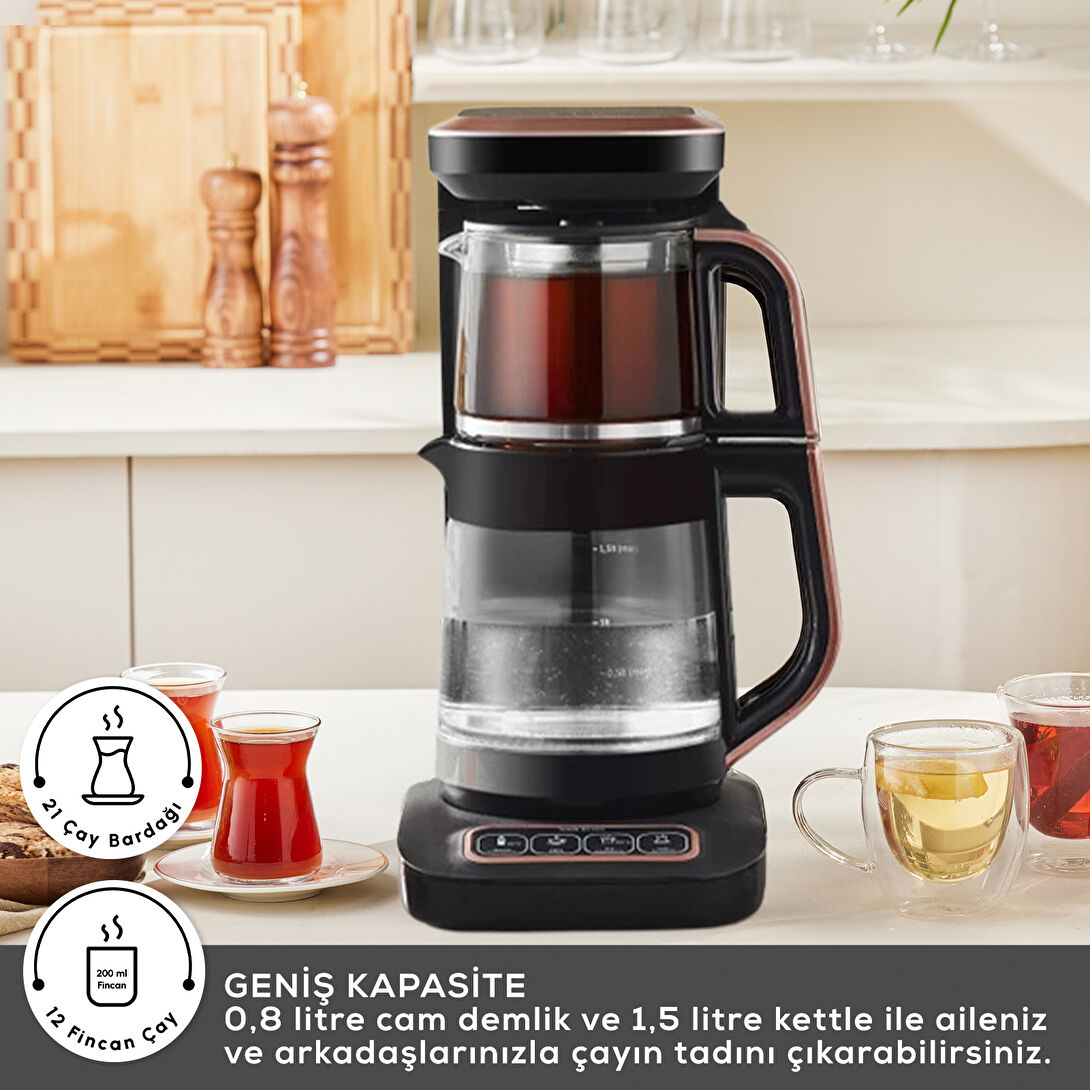 Karaca Çaysever Robotea Pro Connect 4 in 1 Konuşan Cam Çay Makinesi ...