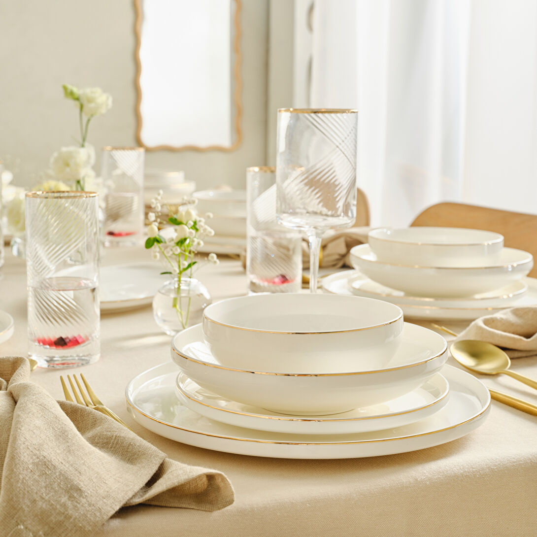 Karaca Stream Bone Light Lora 29 Parça 6 Kişilik Yemek Takımı Gold | Karaca