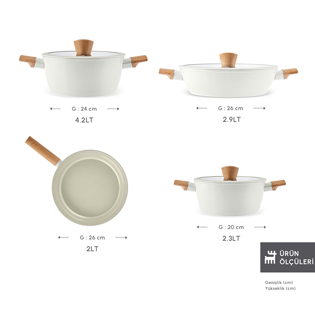 Karaca Swiss Crystal Almond Cream İndüksiyon Tabanlı 7 Parça Tencere ...