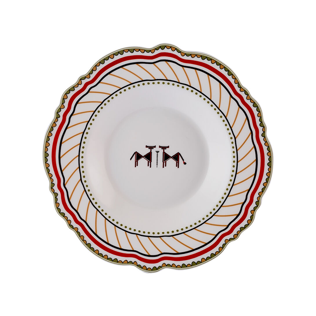 Karaca x Arslantepe Dalgalı Çift Hayvan Porselen Çukur Tabak 20 cm | Karaca