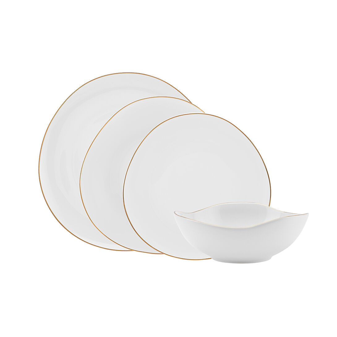 Karaca Streamline Middle Gold 24 Parça 6 Kişilik Porselen Yemek Takımı ...