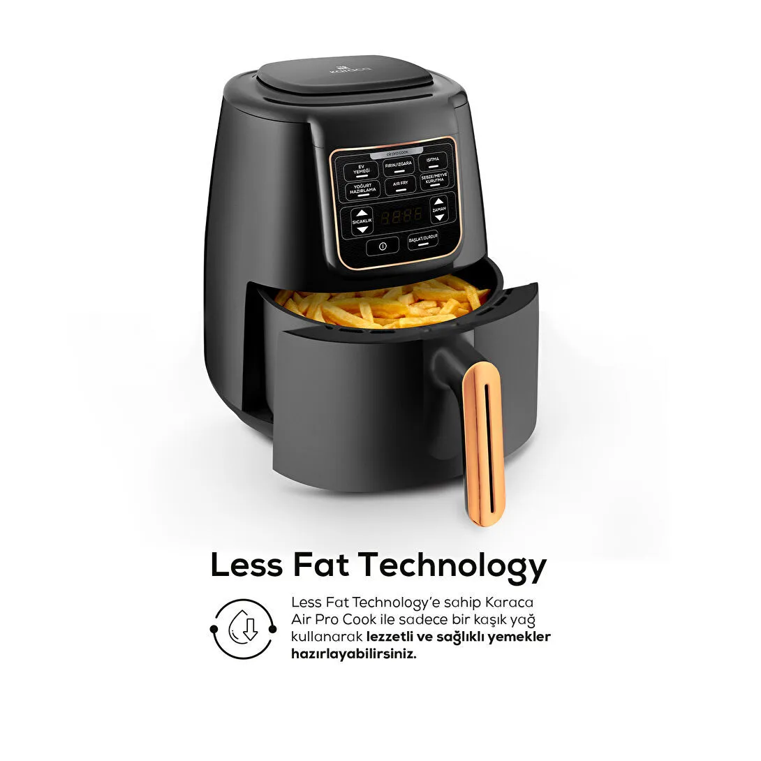 Karaca Air Pro Cook XL 2 in 1 Konuşan Airfryer Black Copper 4L | Karaca