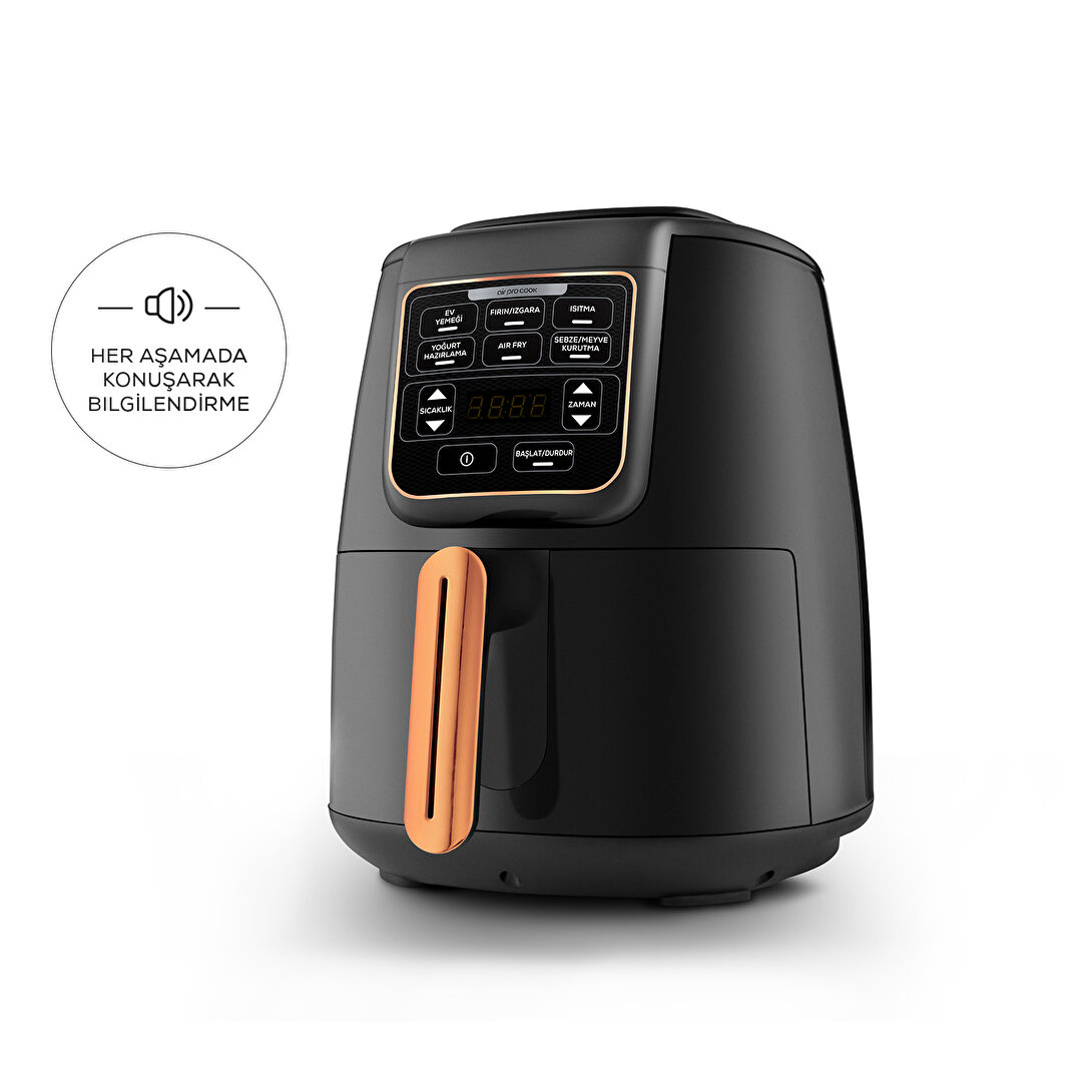 Karaca Air Pro Cook XL 2 in 1 Konuşan Airfryer Black Copper Karaca