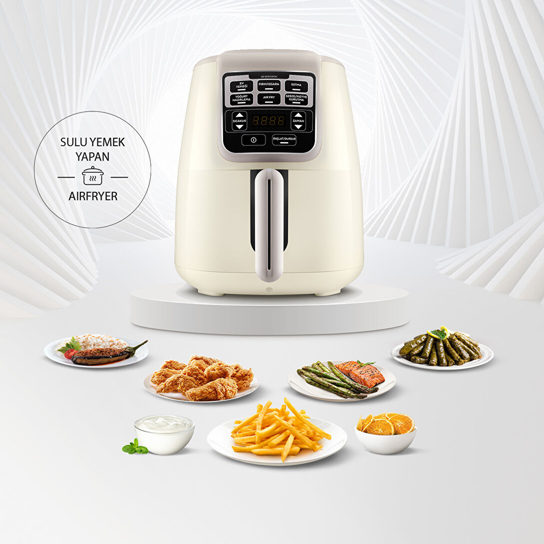 Karaca Air Pro Cook XL 2 in 1 Konuşan Airfryer Iconic Beige Cookplus