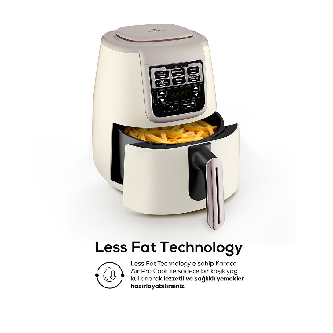 Karaca Air Pro Cook XL 2 in 1 Konuşan Airfryer Iconic Beige 4L | Karaca