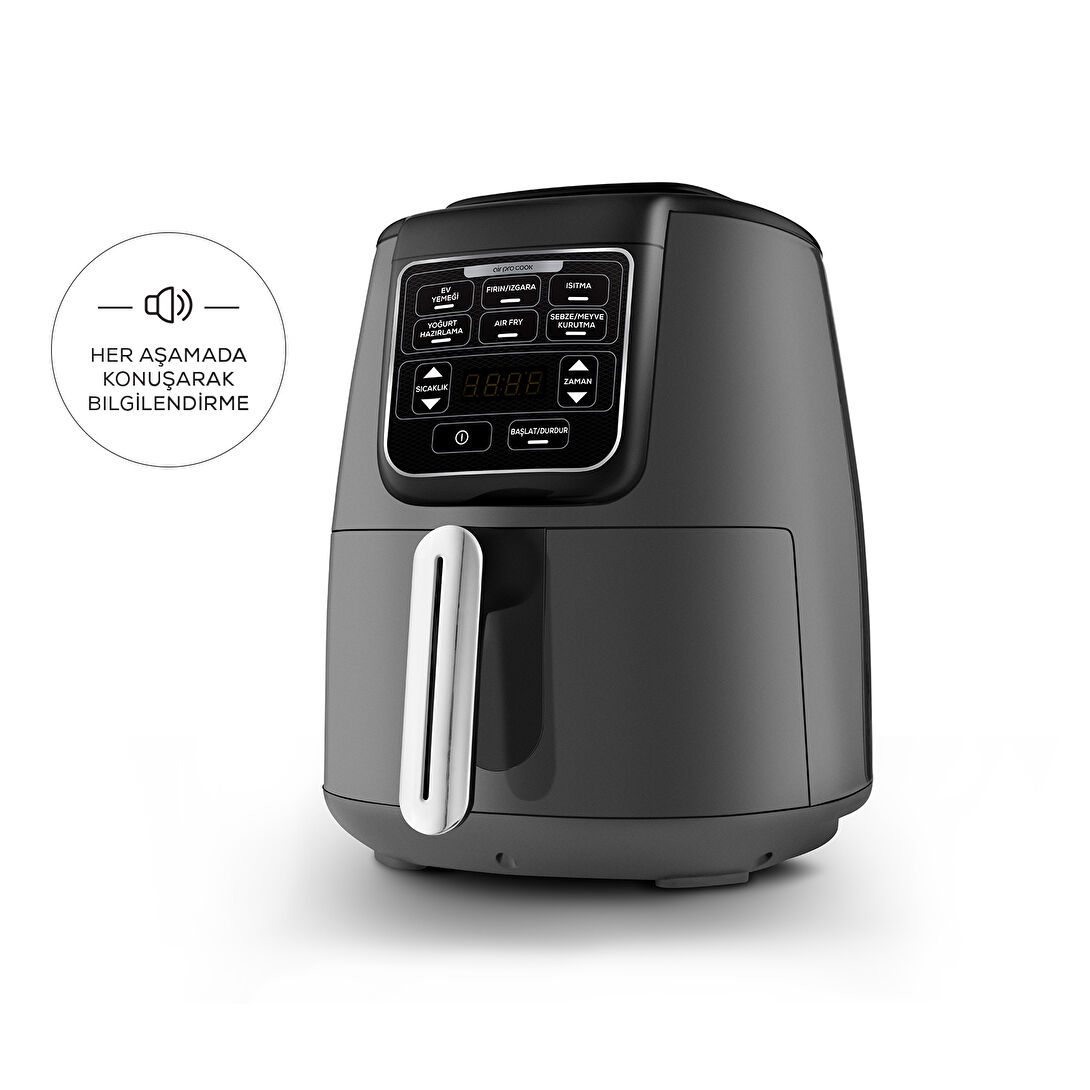 Karaca Air Pro Cook XL 2 in 1 Konuşan Airfryer Space Gray Karaca