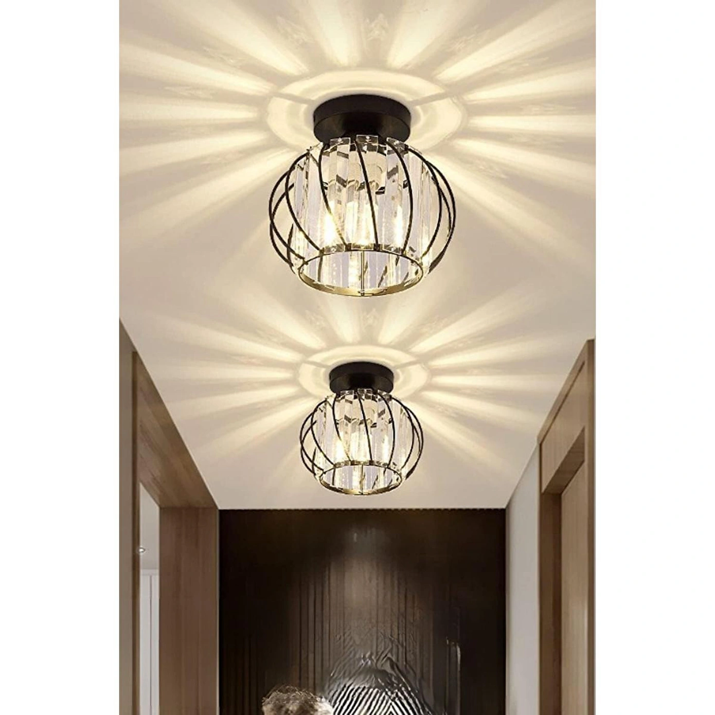 Luna Lighting Bella Luce Model Siyah Renk Metal Kristal Taşlı Plafonyer ...