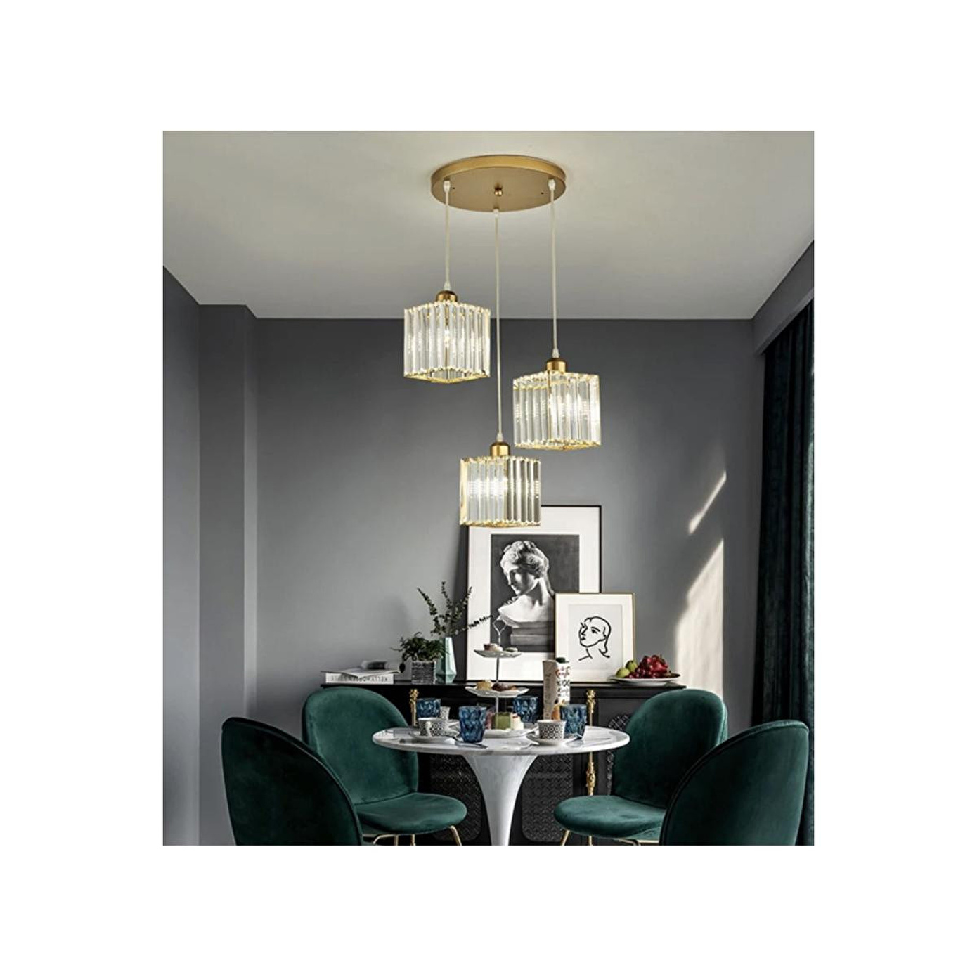 Luna Lighting Lüx Kristal Gold 3 Lü Sarkıt Avize | Karaca