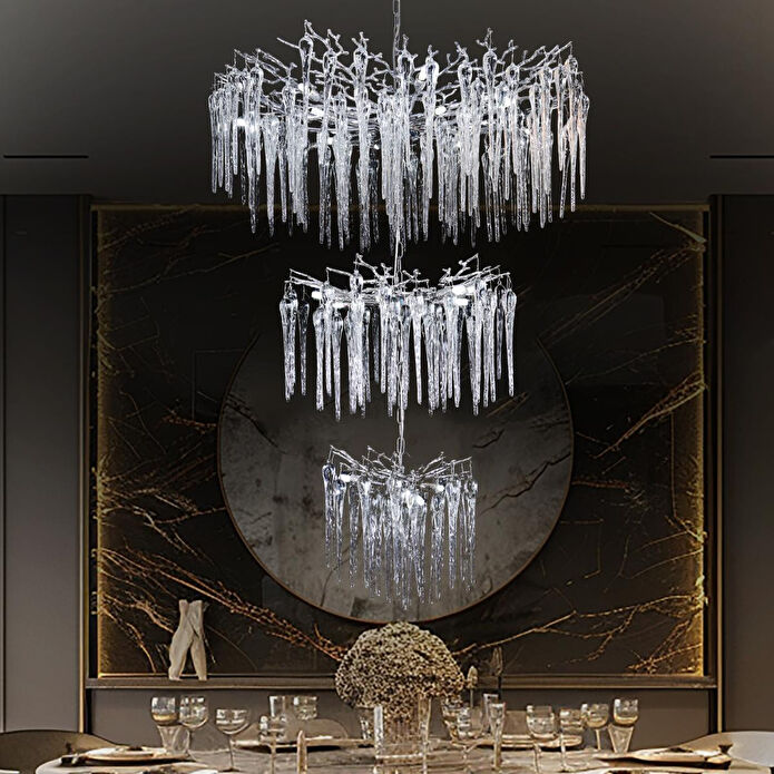 Apliqa Laura 3 Katlı Krom Kristal Taşlı Oturma Odası, Su Damlası Taşlı ...